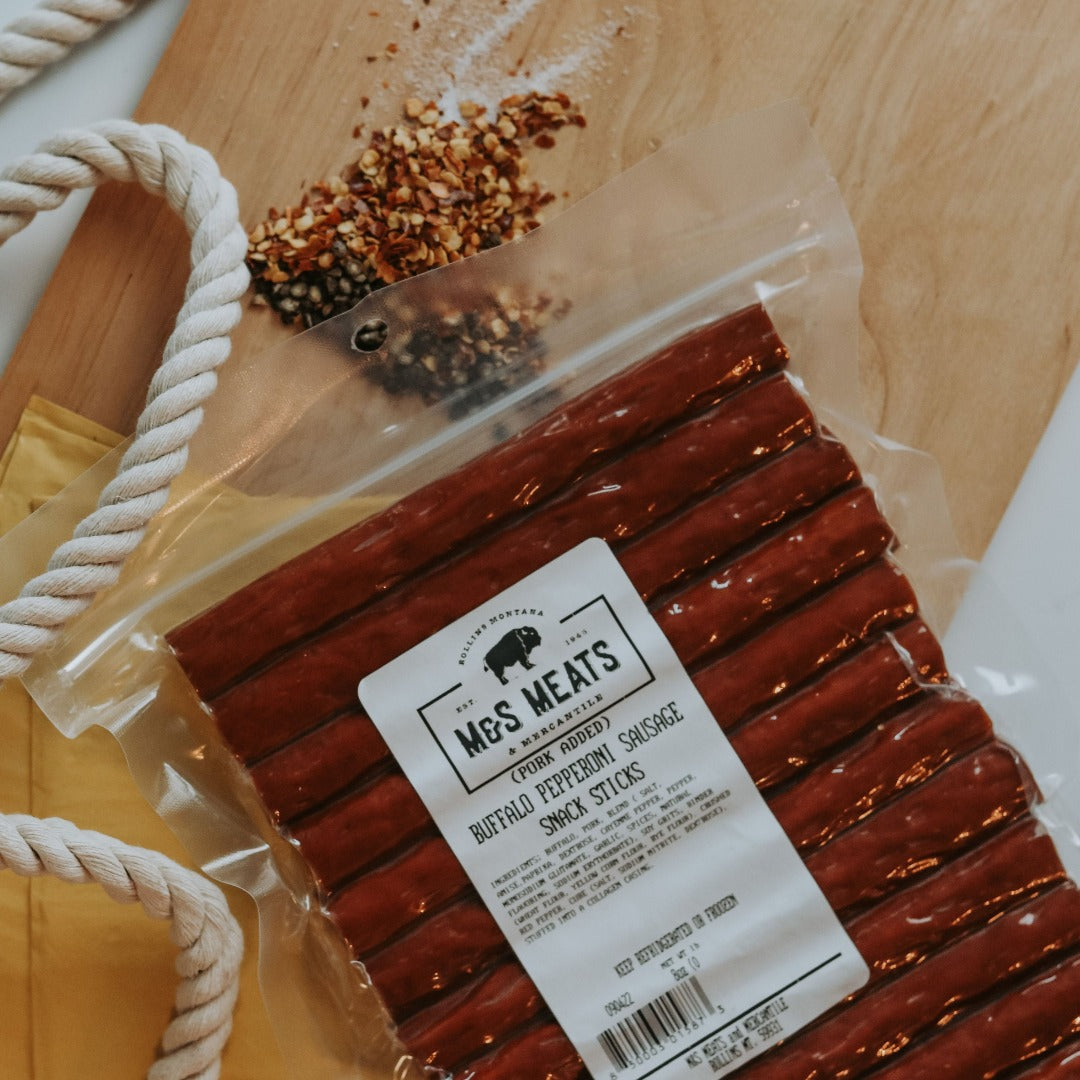 Buffalo Pepperoni Snack Sticks 7 pk – M&S Meats Montana